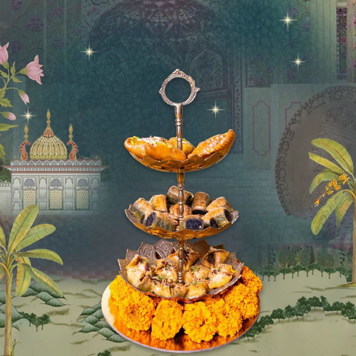 Festive Flavours Stand - Assorted Baklava on a Luxurious Brass Stand