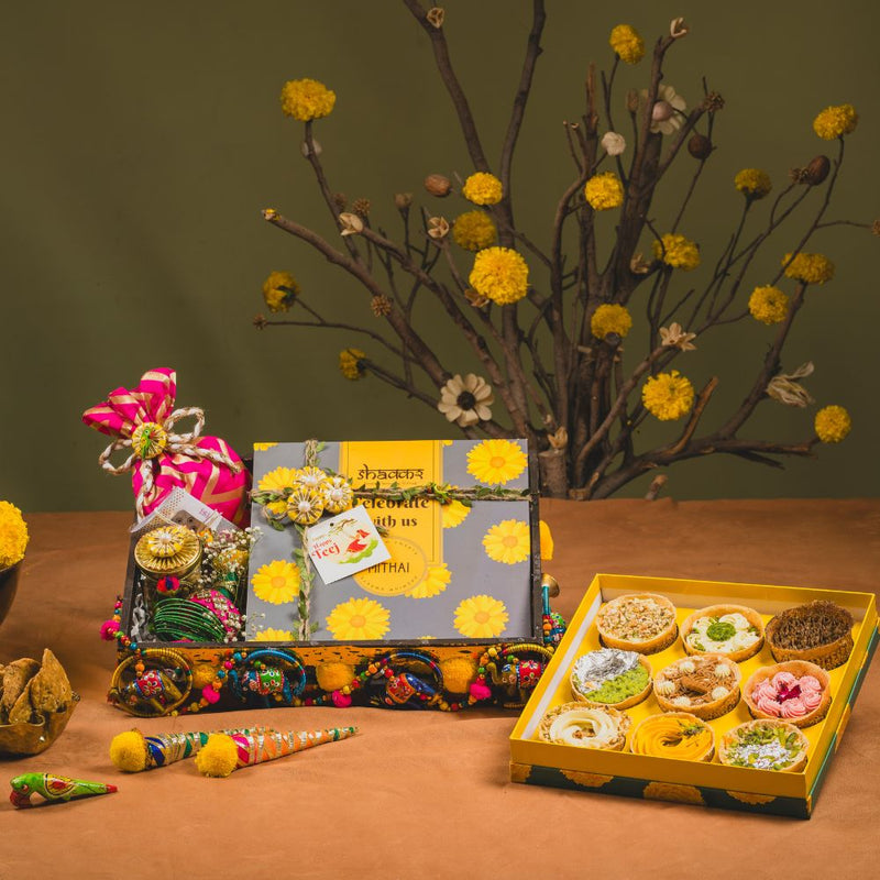 Teej Utsav Uphar: Assorted Ghewar Box and Traditional Delights